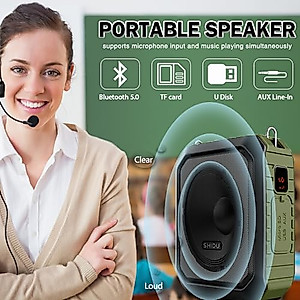 18W Voice Amplifier Portable Microphone and Speaker Set,Personal Speaker with Wired Mic Headset & Waistband,Wearable Waterproof Mini Pa System,Megaphone with Mic for Teachers,Classroom,Outdoor Speech