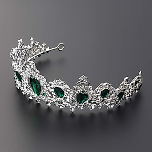 FRCOLOR Princess Crown for Women, Green Crystal Tiara Crown for Women, Rhinestone Queen Crowns Wedding Tiaras Crowns Headband for Birthday Halloween Party(Green)