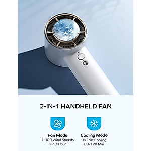 MOMAX Handheld Fan with Ice Cooling, Fast Cooling to 46°F, USB Rechargeable, Mini Fan with 12000RPM, Portable Fan for Summer/Outdoor, Gifts for Women and Child
