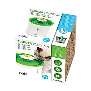 Catit Flower Fountain with Triple Action Filter, Cat Drinking Water Fountain, 3 L, Green