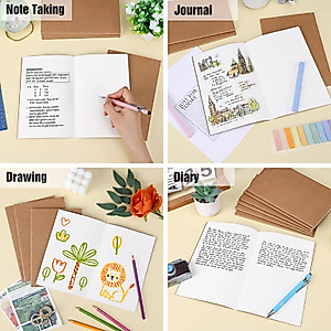EOOUT 24 Pack Kraft Notebooks, Journals in Bulk, Blank Paper Sketchbooks, 60 Pages, 30 Sheets, 80GSM, 8.3x5.5 Inch, A5 Size, Travel Journal Set, for Gifts, Students and Office Supplies