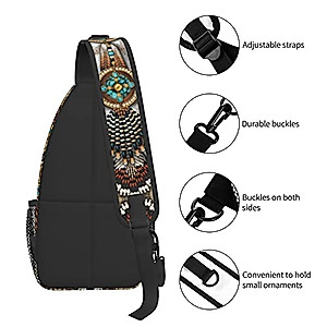 ASYG Native American Art Indian Sling Backpack Cute Chest Bags Crossbody Retro Shoulder Bag for Men Women Boys Girls