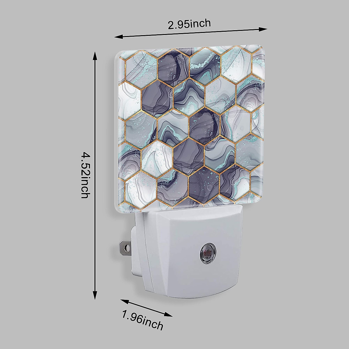 MSEAANBK Night Light Plug into Wall Hexagon Golden Blue Marble Night Light with Dusk to Dawn Sensor Night Light for Kid Girls Boys Women Men Room Decor, Hallway, Kitchen, Bathroom, Nursery, Stairs