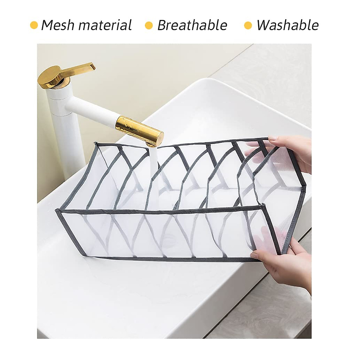 UDYR Wardrobe Clothes Organizer for Folded Clothes Jeans Underwears Socks Drawer Storage Organizer Box, 6Pcs Foldable Visible Washable Closet Storage Organizer (Grey)