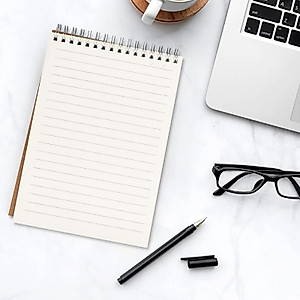 Songaa Spiral Notebook A5 4 Pack - Top Bound Hardcover Spiral Notebook Ruled Lined Journal Notebook Bulk, Kraft Paper Cover College Ruled Spiral Bound Notebook for Student Office School Supplies