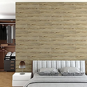 Yenhome 15 Pcs Vinyl Flooring Peel and Stick Waterproof Self Adhesive Peel and Stick Floor Tile Kitchen Bathroom Stick on Floor Tile for Bedroom School Playroom Wood Vinyl Plank Flooring Roll 36" X 6"