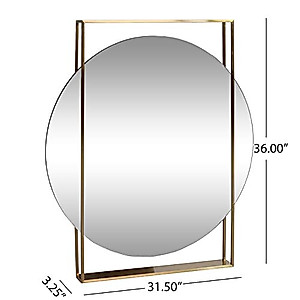 Christopher Knight Home Olina Modern Round Framed Wall Mirror, Brushed Brass