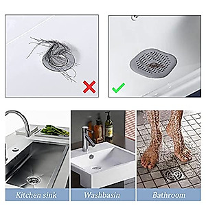 2 Pack Drain Hair Catcher-Durable Silicone Shower Drain Cover Hair Catcher,Hair Catcher with Suction Cups,Can Be Used in Kitchen,Shower,Tub,Washing Machine (Grey+Black)