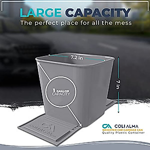 Garbage Can Trash Bin Waste Container Wastebasket for Auto Car Vehicle Boat Truck Quality Plastic Large 1 Gallon 4 Liter, Leakproof Quality for Life Gray