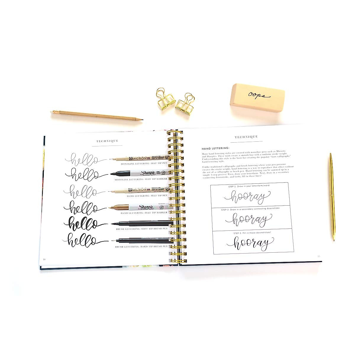 Pretty Simple Lettering: A Step-by-Step Hand Lettering and Modern Calligraphy Workbook for Beginners (Premium Spiral-Bound Hardcover)