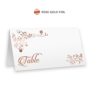 Reserved Table Signs Cards Rose Gold Foil, 20-Pack Table Tent, VIP Place Card, Reserved Rose 5
