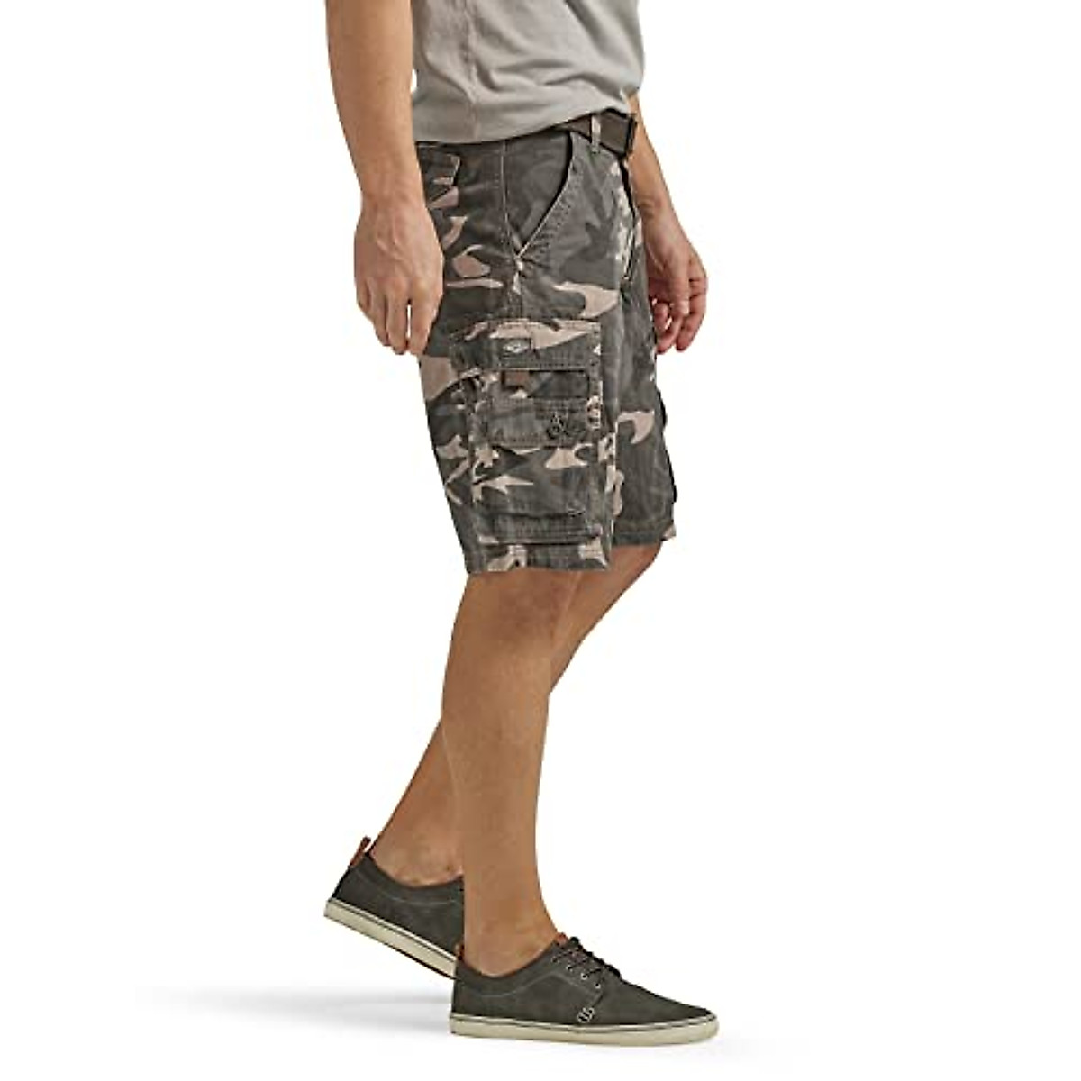 Lee Men's Dungarees Belted Wyoming Cargo Short, Ash Camo, 32
