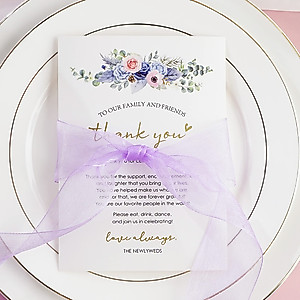 HUIHUANG Place Cards, 50 Pcs Greeting Card for Wedding, Bridal Shower, Thank You, 4 x 6 in, Blue Floral