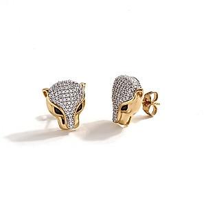 Sterling Silver 1/3 ct TDW Diamond Panther Stud Earrings Love Gift for Women (I-J, I2)