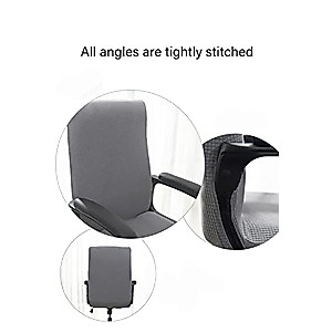 Chair Troupe Office Chair Computer Swivel Chair with Armrests Leather Seat Elastic Boss Chair Cover-Light Gray-S Code