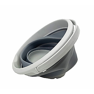 SAMMART 5.5L (1.4 Gallon) Collapsible Plastic Bucket with Lid - Foldable Round Tub with Lid - Portable Fishing Water Pail - Space Saving Outdoor Waterpot. (Grey)