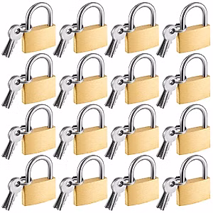Kenning 16 Pcs Solid Keyed Alike Padlocks 1.18" Solid Brass Padlock with Key Weatherproof Luggage Locks Suitcase Lock Wide Body with Hardened Steel Shackle for Sheds, Storage Unit, Gym Fence