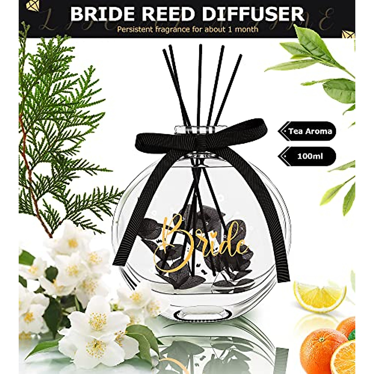 LE CADEAU Bridal Shower Gift, Engagement Gifts for Her, Wedding Gifts for Bride, Unique Bride to Be Gifts Box, Bachelor Gifts for Bride, Reed Diffuser Bottle, Scented Candle