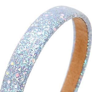 LONEEDY 3 Pack Glitter Sequins Sparkly Hard Headbands for Kids Wide Padded Hair Bands Fashion Cute Daily Accessories for Girls and Women (pink + sky blue + white)