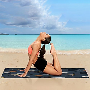 Skull Pumpkin Witch Hat Yoga Mat Folding Travel Fitness & Exercise Mat with Carrying Bag Non-Slip Lightweight Travel Yoga Mat for Women Pilates 72"L × 26.8” W × 2 Mm Thick