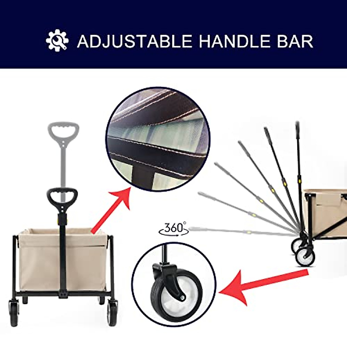 Collapsible Wagon Cart Draw Banner Cute cat on White forgreeting cardpostercoverprintbanner Foldable Utility Wagon Large Capacity Garden Cart with Push Bar for Beach Camp Outdoor Shopping