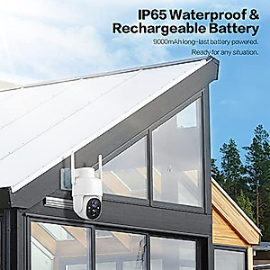 GMK Security Cameras Wireless Outdoor, 2K Pan-Tilt 360° View Battery Powered 2-Way Talk Outdoor Camera Wireless 3MP PTZ WiFi Surveillance Cam Cloud/SD Storage Color Night Vision Spotlight/Siren