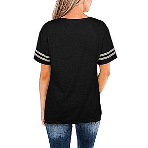 Tshirts for Women Loose Fit Black Short Sleeve Summer Tops for Women 2023 Trendy XL