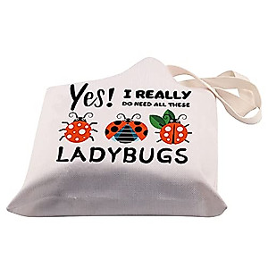 BDPWSS Ladybug Tote Bag For Women Good Luck Ladybug Lover Gift Yes i Really Do Need All These Ladybugs Canvas Handbag (Do need ladybugs TG)