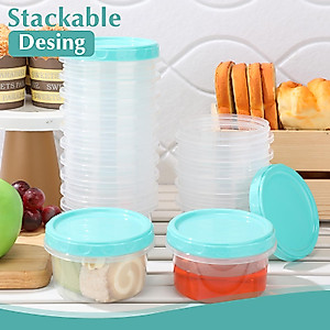 Suclain 24 Pcs 8.5 oz Meal Container Twist Cap Food Storage Containers Sturdy Plastic Snack Containers Reusable Round Freezer Containers for Food Lunch(Blue)
