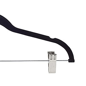 Simplify Velvet Hangers - Plastic Hangers with Zink Hooks - Hangers for Pants, Shirts, Clothes - Black - Pack of 6-0.16" x 16.93" x 9.06"