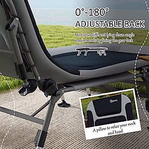 Outsunny Camping Cot for Adults, Folding Bed with Soft Padded Cushions & Headrest, 180° Adjustable Reclining Lounger, Heavy Duty and Portable with a 400 lbs. Capacity, Gray