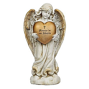 Joseph's Studio by Roman - Angel Holding Heart Memorial Garden Statue, Collection, 12.25" H, Resin and Stone, Decorative, Religious Gift, Home Indoor and Outdoor Decor, Durable, Long Lasting