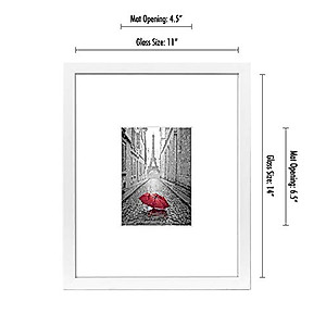 Americanflat 11x14 Picture Frame in White - Use as 5x7 Frame with Mat or 11x14 Frame Without Mat - Engineered Wood with Shatter Resistant Glass, and Includes Hanging Hardware for Wall