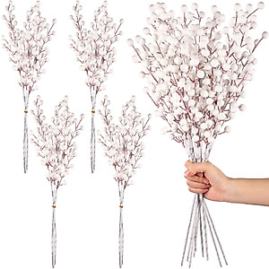 Yuxung 12 Pcs Christmas Berry Stems Berry Picks 20.5 Inch Artificial Christmas Picks Christmas Tree Picks and Sprays Holly Berries Branches for Christmas Decorations Festival Holiday (White)