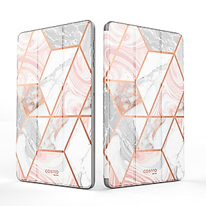 i-Blason Cosmo Case for Samsung Galaxy Tab S7 FE 12.4" 2021 Release Only, Full-Body Trifold with Built-in Screen Protector Protective Smart Cover with Auto Sleep/Wake & Pencil Holder (Marble)