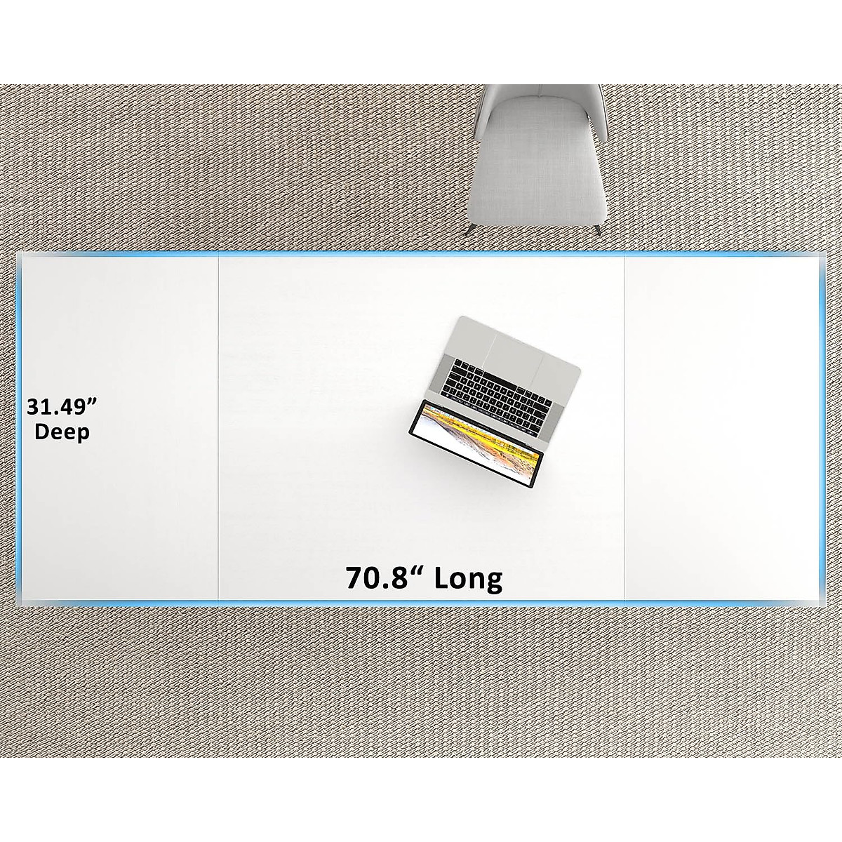 LVB 70.8" Long Desk, Modern Large White Computer Desk for Home Office Work, Wood Metal Computer Table for Writing Study in Bedroom, Simple Gaming Desk for 2 Monitor Workstation, White Oak, 70 in