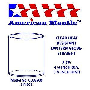 American Mantle Clear Straight Lantern Globe: CLG8500 (Replacement for CLMN R690B048C)