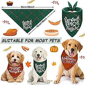 4 Pieces Thanksgiving Dog Bandana Fall Plaid Bandanas for Small to Large Dogs Puppy Cat Pet Triangle Bandana Scarf Adjustable Holiday Dog Bandana Bibs Party Costume