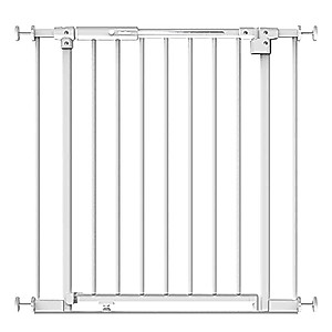 Perma Child Safety Stellar Sensor LED Auto Lock Safe Step Walk Through Baby Gate for Stairs, Pressure Mounted, White