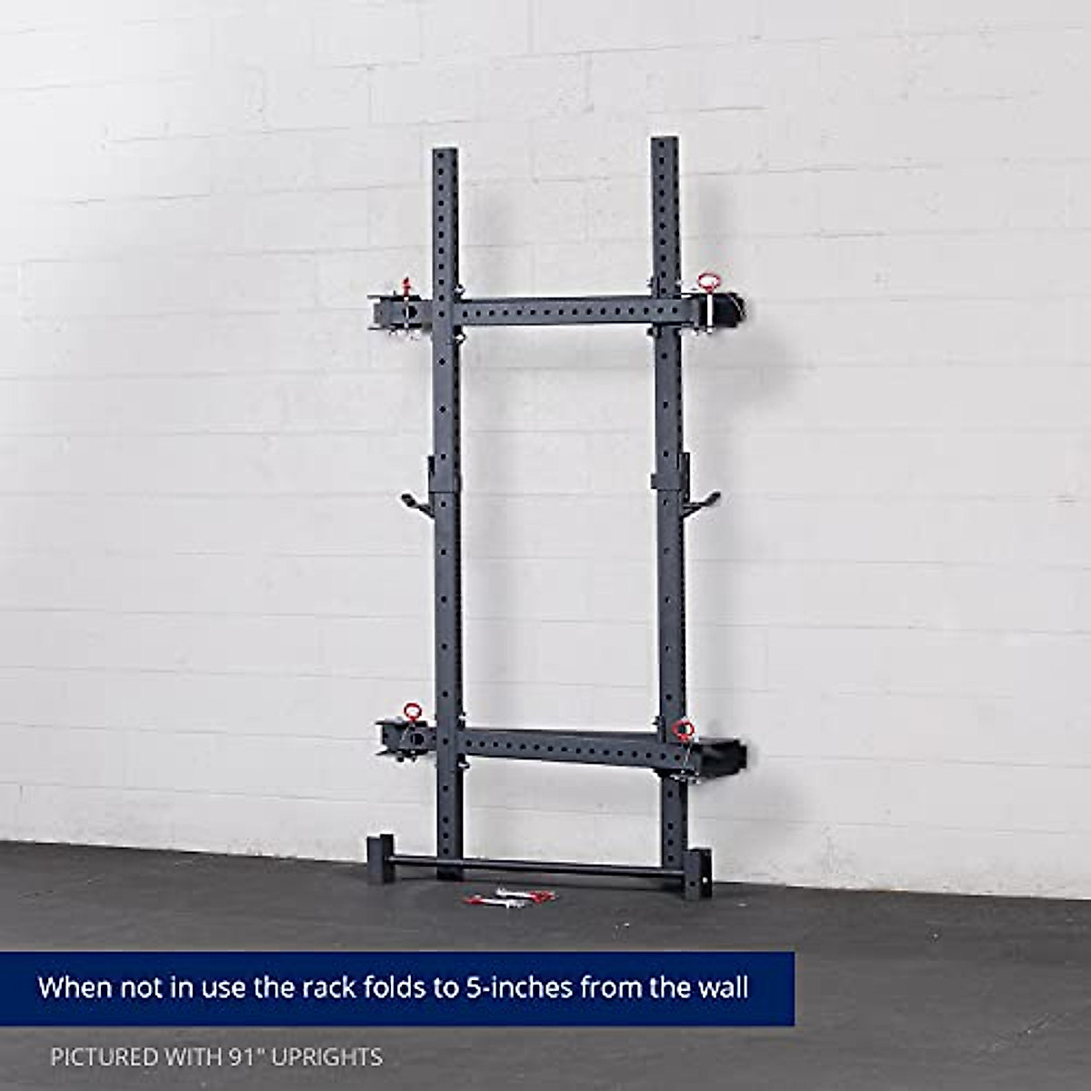 Titan Fitness T-3 Series 82-inch Wall Mounted Folding Power Rack, Space Savings Rack, Folds up to 5â€ from the Wall
