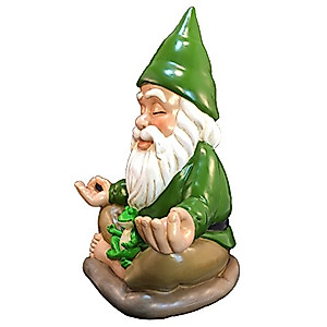 Zen Gnome – Tranquility and Peacefulness for Your Fairy Garden and Garden Gnomes by GlitZGlam. 9 Inches Tall Miniature Figurine
