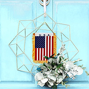 Anley 4 X 6 Inch USA Fringy Window Hanging Flag - Mini Flag Banner & Car Rearview Mirror Décor - Fringed & Double Sided - American Hanging Flag with Suction Cup