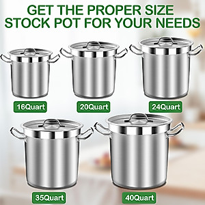 STOCKPOT Large Soup Pot with Lid - 40 Quart Stainless Steel Stockpot, Cooking Pot, Induction Pot, Stock Pot with Lid, Big Pots for Cooking, Heavy Duty Stew Pot Pozole Pot