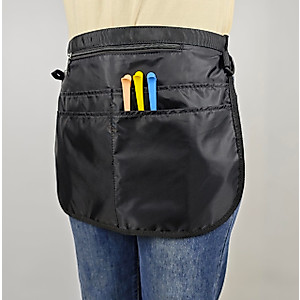 Bafelia Small Size Barber Apron with 5 Pockets, Waterproof and Bleach-proof Hair Stylist Apron for Men Women, Hairdresser Apron for Cosmetology (Black)