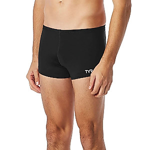 TYR Men's Tyreco Square Leg Swimsuit Brief Jammer, Black, 34