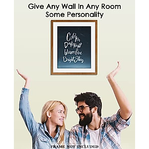 Cold Air, Dark Night, Warm Fire, Bright Stars Typography Wall Art Decor Poster: Unique, Chic, Boho & Modern Prints for Home, Office, Classroom, Dorm, Livingroom & Bedroom | Unframed Posters 8x10