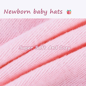 Century Star Newborn Girls Hats Baby Hat and Mitten Set Big Bow Knit Infant Headbands Winter Baby Hat for Girls A White & Pink & Grey & Black 0-3 Months