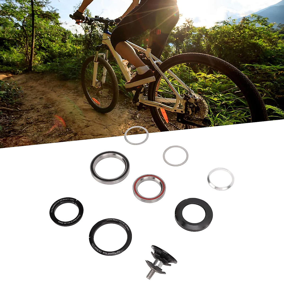 VGEBY Bike Bearing Headset, 41.8/42‑52mm Tapered Tube Headset Aluminum Alloy for Mountain Road Bike Tapered Headset