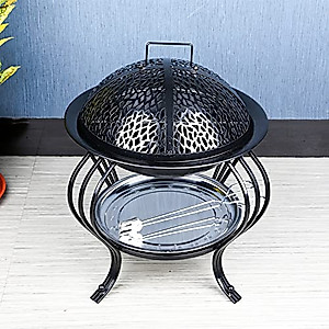 CENALIN Indoor Outdoor Carbon Basin Carbon Furnace Household Furnace Ten War BBQ Carbon Stove Charcoal Fire Basin Roasters(Large Frame + Stove)