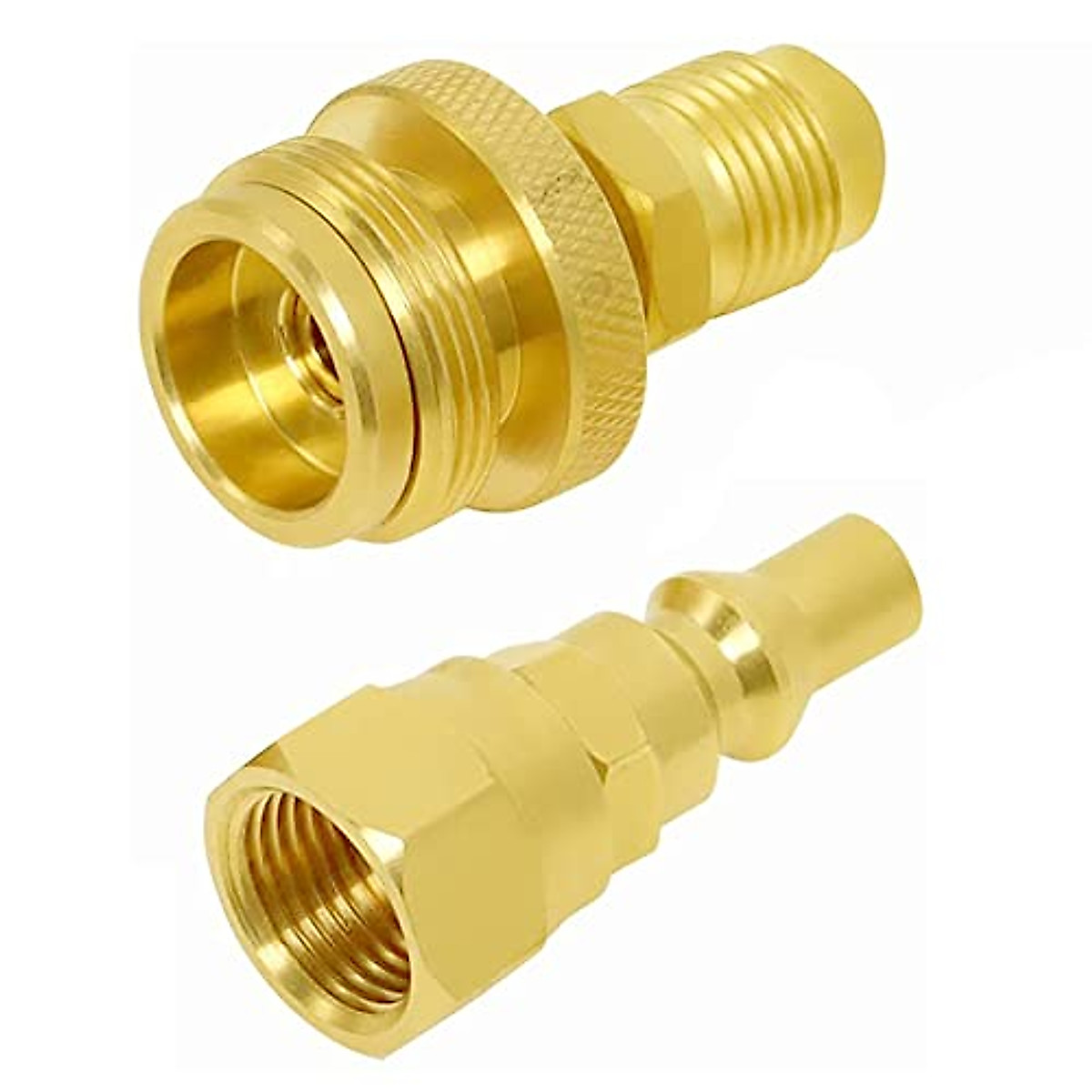 Joywayus 1LB Propane Disposal Adapter Fitting with 1/4" Quick Connect Disconnect Plug Convert and 3/8" Flare Male to 1"-20 Male Throwaway Cylinder Thread